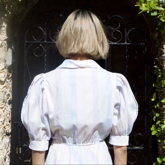 Dresses | Vintage Ice Cream Parlor Dress Pastel Striped | Poshmark